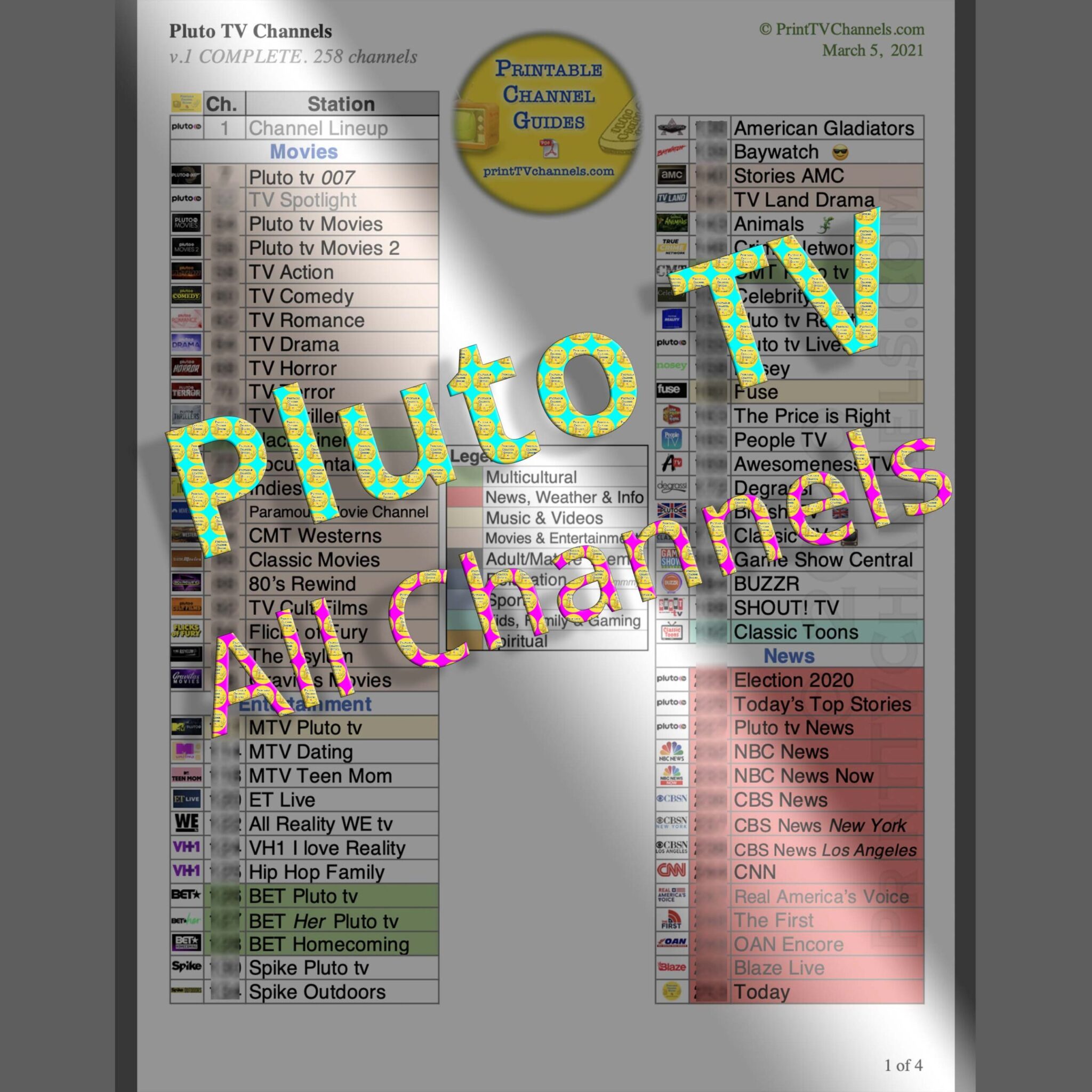 Pluto TV Channel Guide Complete By Channel Number TV Channel Guides Pluto TV Channel Guide Complete By Channel Number TV Channel Guides